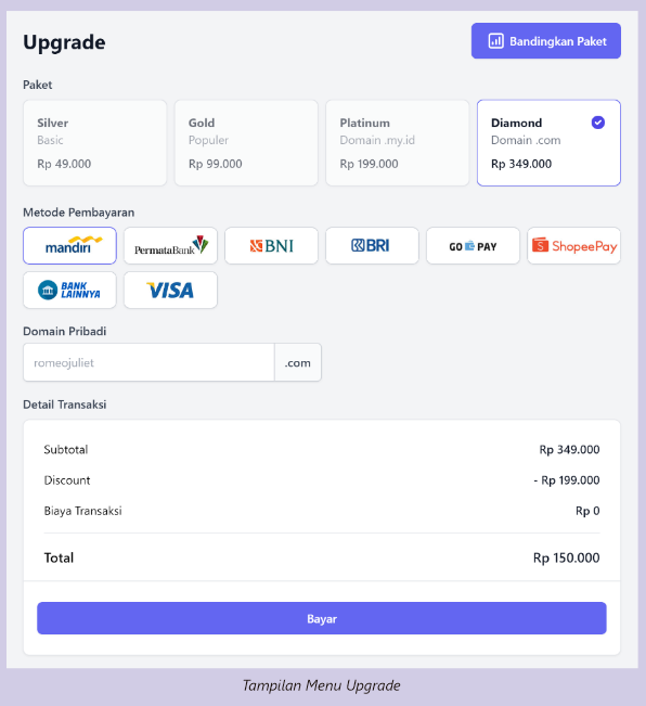Cara Upgrade Paket - Tutorial Edit Website Undangan Datengdong - Datengdong