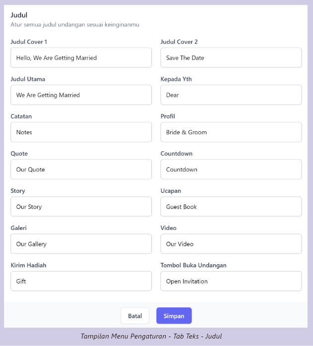 Edit Pengaturan - Tutorial Edit Website Undangan Datengdong - Datengdong