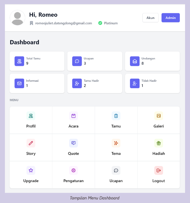 Edit Akun & Dashboard - Tutorial Edit Website Undangan Datengdong - Datengdong