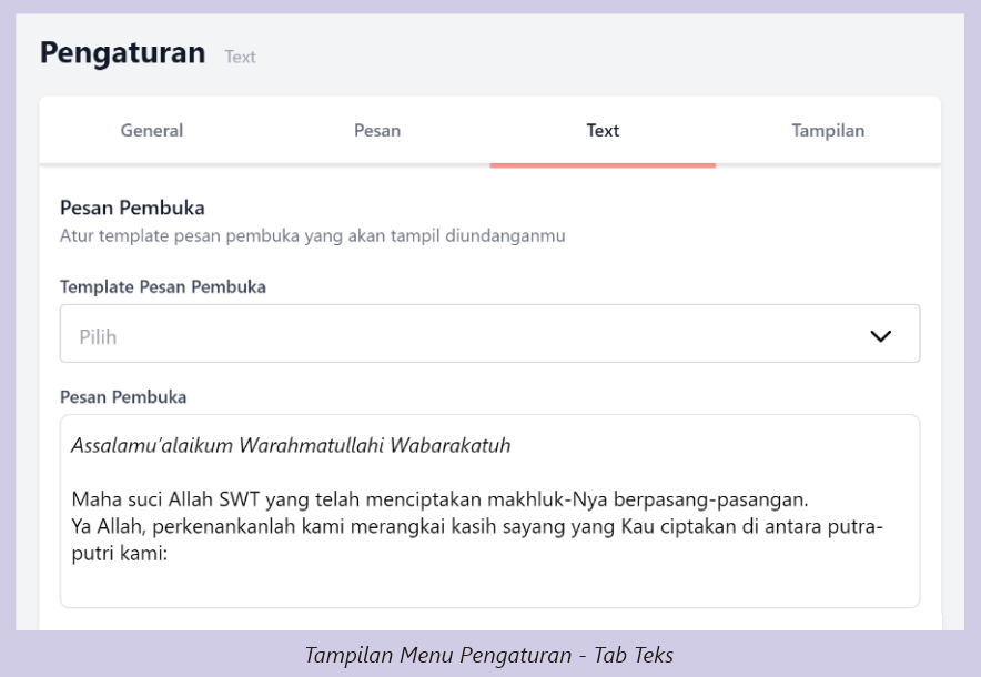 Edit Pengaturan - Tutorial Edit Website Undangan Datengdong - Datengdong