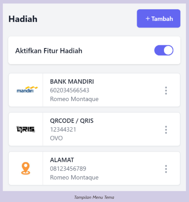 Edit Hadiah - Tutorial Edit Website Undangan Datengdong - Datengdong