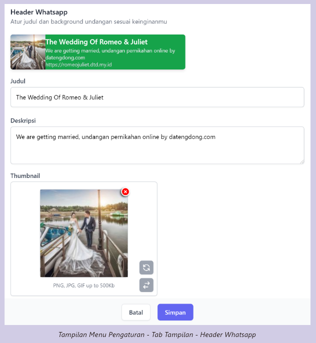 Edit Pengaturan - Tutorial Edit Website Undangan Datengdong - Datengdong